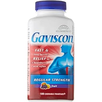 Amazon.com: Gaviscon Regular Strength Fruit Antacid 100 Tablets: Health ...