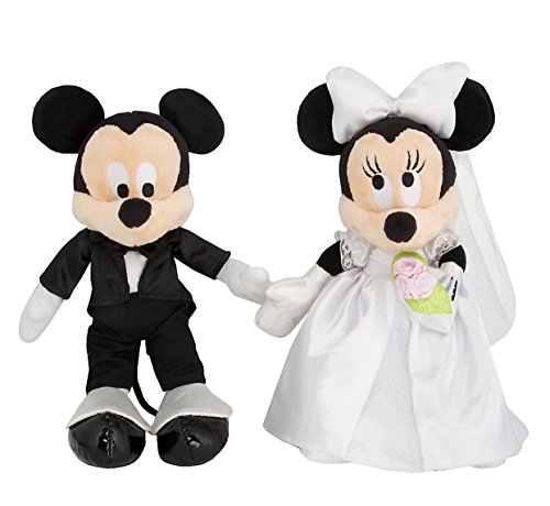 Disney Mickey & Minnie Mouse Plush Wedding Set 9" Bride & Groom