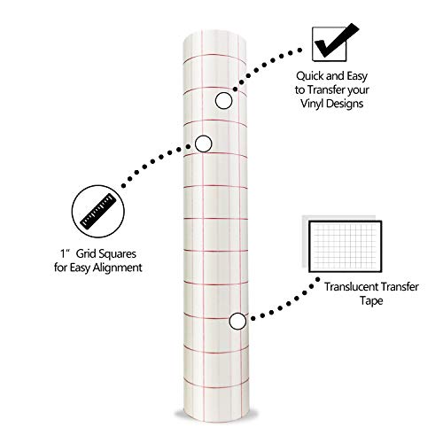 wall26 12"x15' Clear Vinyl Transfer Paper Tape w/Red Alignment Grid ...