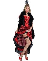 Ladies Can Can Saloon Girl Red Outfit Costume for Moulin Rouge Wild West Fancy Dress Costume ...