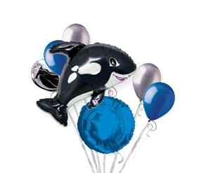 Amazon.com : 7 pc Orca Black Killer Whale Balloon Bouquet Party ...