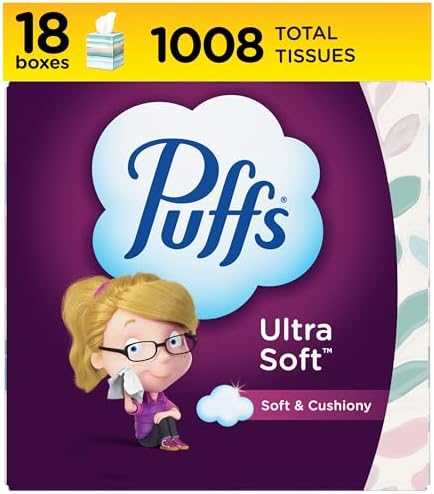 Puffs Ultra Soft Facial Tissues, 18 Cubes, 56 Facial Tissues Per Box ...