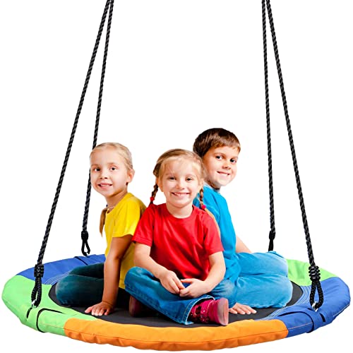 Odoland 40 inch Kids Saucer Tree Swing, Large Outdoor Chidren Round ...
