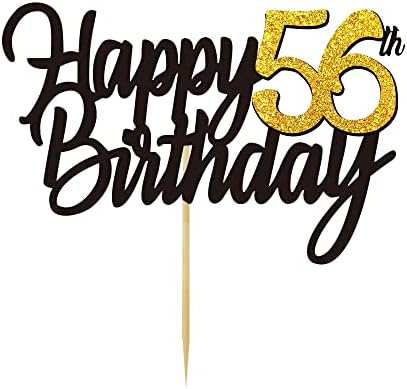 JUTTIRA Happy 56th Birthday Cake Toppers Glitter 56th Anniversary Cake ...