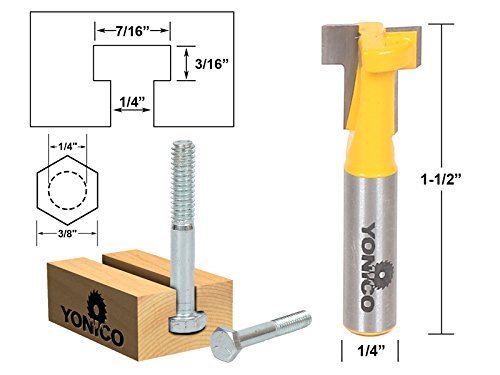 Yonico T Track T Slot Router Bit 1/4-Inch Hex Bolt 1/4-Inch Shank ...