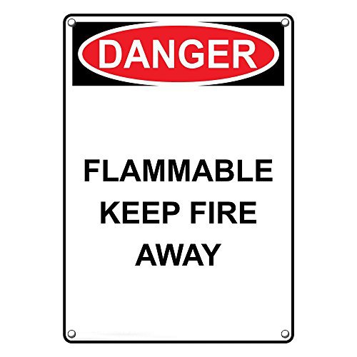 Weatherproof Plastic Vertical OSHA Danger Flammable Keep Fire Away Sign ...