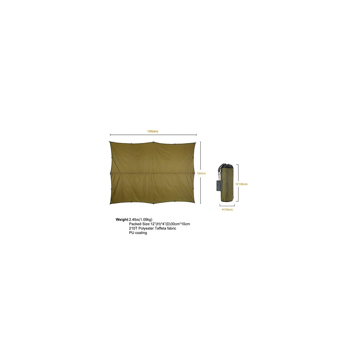 OneTigris All-Season Tarp in Coyote Brown, Waterproof Camping Tarp ...