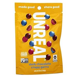 Amazon.com : Unreal, Candy Coated Chocolate Crispy Quinoa Gems Bag, 5 ...