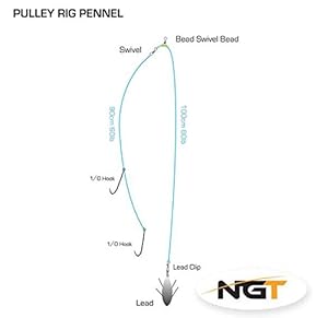 NGT Double Hook Pulley Pennel Sea Fishing Rig 1/0 (Bulk Buy 5 Rigs ...