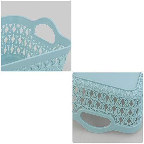 Tstorage Plastic Weave Woven Storage Baskets with Handles, White and ...