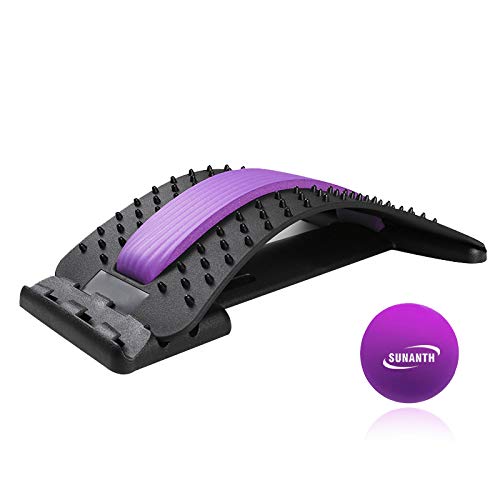 SUNANTH Back Stretcher and Massage Ball Set, Lumbar Stretching Device ...