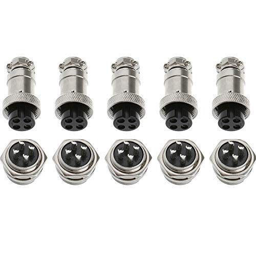 Jingzan 5PCS GX16 Aviation Plug 4 Pin 16MM Thread Female Socket Panel ...