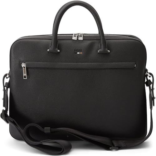 سعر BOSS Ray Soft Friendly Leather Brief Case, Castlerock Black, One ...