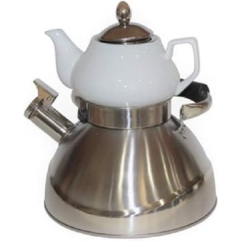 Amazon.com | Turkish Double Tea Kettle Pot - Samovar Style Water Boiler ...