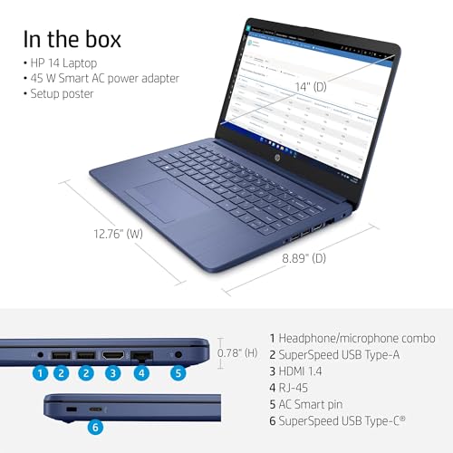 HP 14 Inch Laptop Student Business, With Windows 11 Pro, Intel Dual ...