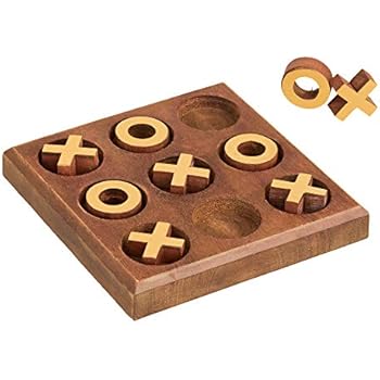 Amazon.com: 5x5 Wood Tic Tac Toe | Handmade Puzzle Game Red Black XOXO ...