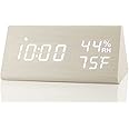 Amazon.com: Digital Alarm Clock, with Wooden Electronic LED Time ...
