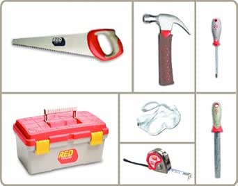 Amazon.com: Red Tool Box and 6 Pieces Toolset: Toys & Games