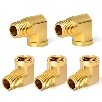 Amazon.com: GASHER 5pcs 90 Degree Barstock Street Elbow, 1/4 Inch NPT Male Pipe to 1/4 Inch NPT ...