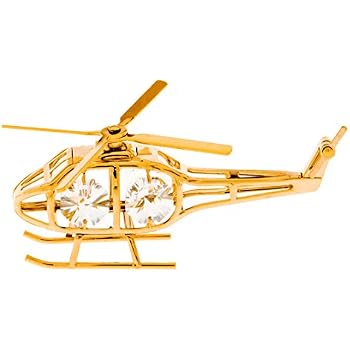 Amazon.com: Helicopter 24k Gold Plated Figurine with Swarovski Crystals ...