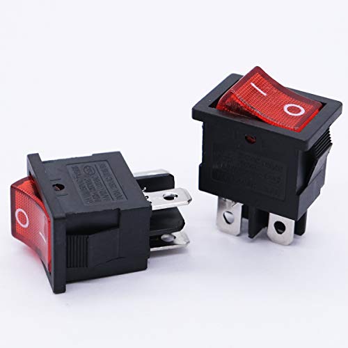 Mxuteuk 5pcs 110V/120V Mini Rocker Switch Illuminated Snap-in DPST ...