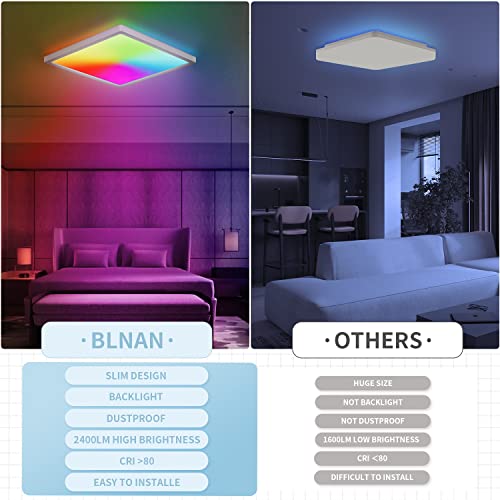 BLNAN RGB Ceiling Light with Remote Control, 12 Inch 3000K-6500K ...