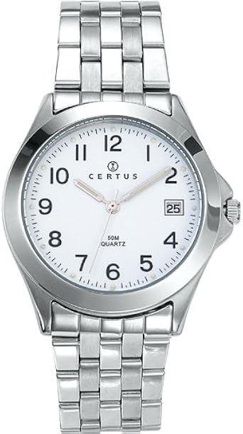 Certus 615823 – Watch Men – Quartz – Analogue White Dial Silver Steel ...