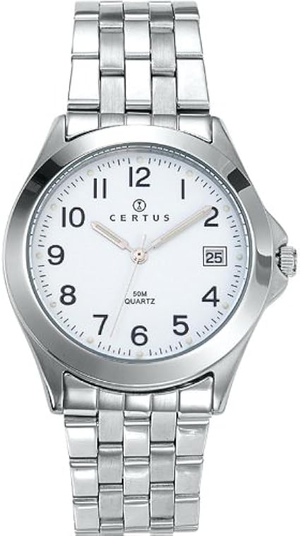 Certus 615823 – Watch Men – Quartz – Analogue White Dial Silver Steel ...