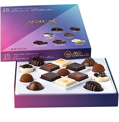 Astor Chocolate Truffles Variety Box, 15 piece Belgian Chocolate Christmas Gift Set, Gourmet ...