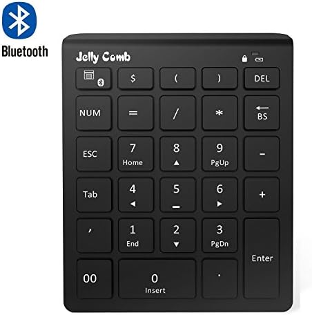 Bluetooth Number Pad, Jelly Comb N019 Ultra Slim Wireless Bluetooth 28 ...
