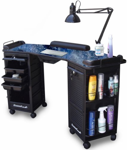 Dina Meri M603 Vented Manicure Nail Table Double Cabinet Cherry Top