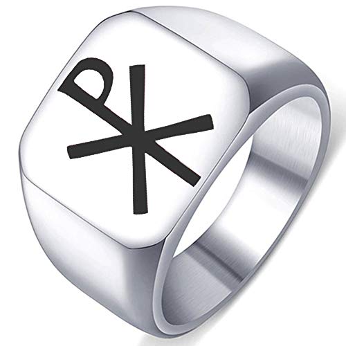 Cross Engraved Chi Rho Chrismon Labarum Saint Andrew's Mens Stainless ...
