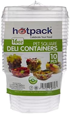 Hotpack PET Deli Container Square with Lid 16oz - PET 10 Pieces ' 10 Units price in Saudi Arabia ...