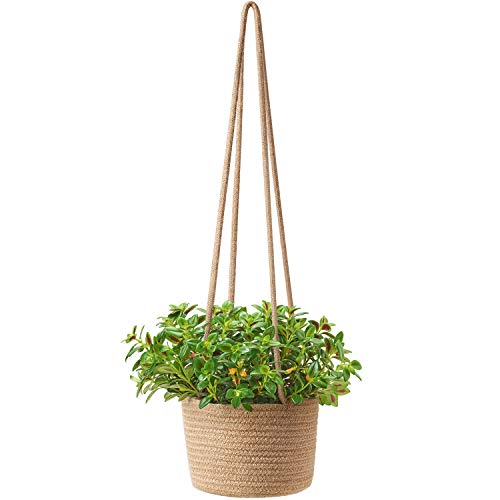 Mkono Jute Rope Hanging Planter Woven Plant Basket Indoor Up to 7" Pot ...