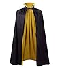 TOONRAIN Black and Yellow Reversible Cloak with Stand Collar Magician ...