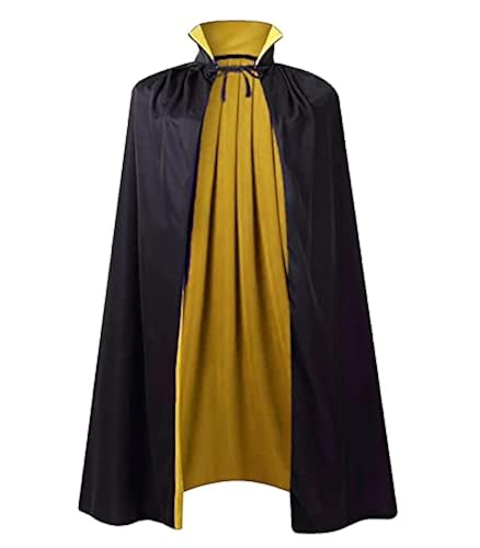 TOONRAIN Black and Yellow Reversible Cloak with Stand Collar Magician ...