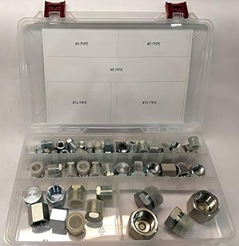 NPT Hydraulic Pipe Cap and Plug Kit. 64 Piece #4 to #16: Amazon.com ...
