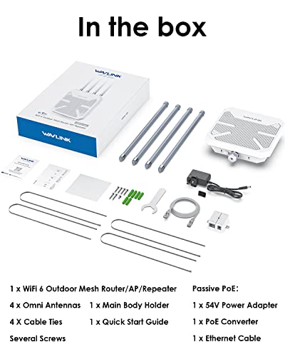 AX1800 WiFi 6 Wireless Outdoor Access Point,WAVLINK Long Range Outdoor ...