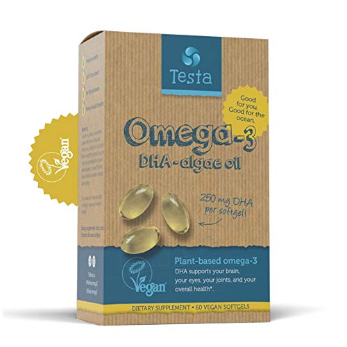 Testa Omega 3 Supplement - 250mg DHA from Algae Oil - Vegan Omega 3 ...