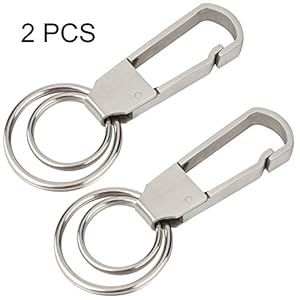 Amazon.com : Keychain, Wisdompro 2 Pack Heavy Duty Stainless Steel Key ...