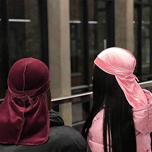 8Pcs Velvet Durag Durags for Men and Women Long Tail Head Wrap Durag ...