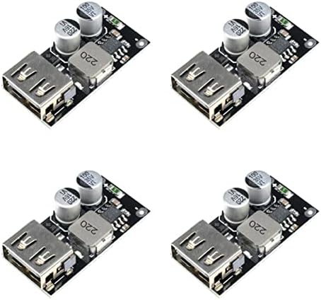 JZK 4pcs USB DC step-down module, 24V / 12V To 5V QC 3.0 mobile phone quick Charging board ...