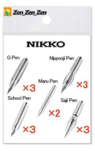Nikko Comic Pen 5 Type Nibs Set,GPen×3,MaruPen×2,SchoolPen×3,Nipponji×3 ...