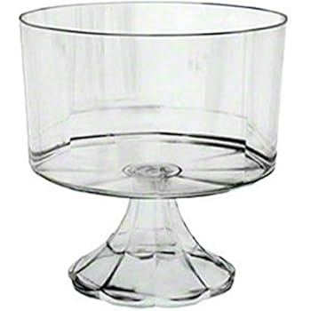 Amazon.com | Clear Plastic Elegant Pedestal Trifle Bowl 120 Oz: Trifle ...