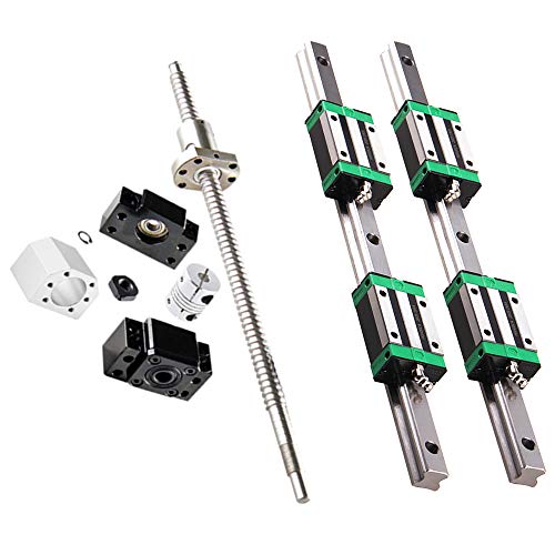 2Pcs HGR20-200mm Linear Rail + 1PCS RM1605-250mm Ballscrew with BF12 ...