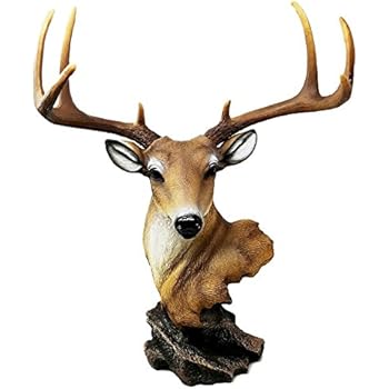 Amazon.com: Decorative Buck Bust Statue or Deer Head Sculpture with 8 ...