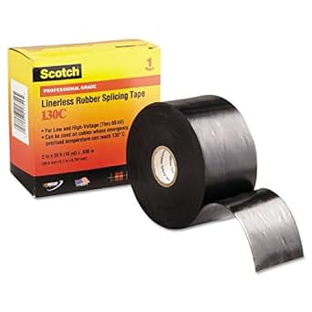 3M Electrical 41754 Black Scotch Linerless Splicing Tapes 130C, 30 ...