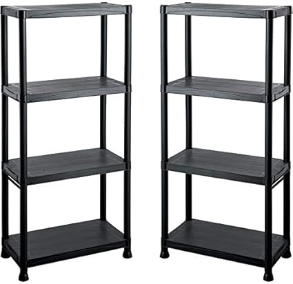 BARGAINS-GALORE 2 X 4 TIER PLASTIC SHELVING UNIT STORAGE GARAGE RACKING ...