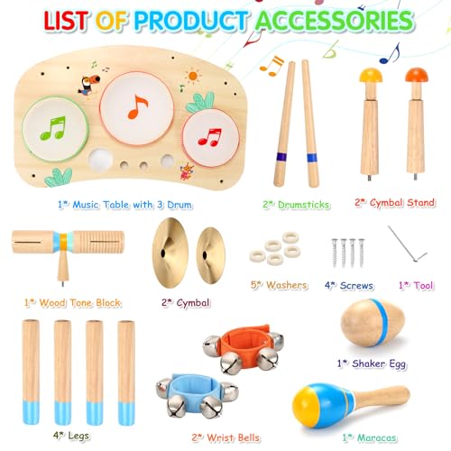 OATHX Kids Drum Set - 11 in 1 Musical Instruments for Toddlers Baby ...