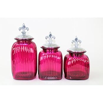 Amazon.com: Ruby Red Glass Canister Set: Home & Kitchen